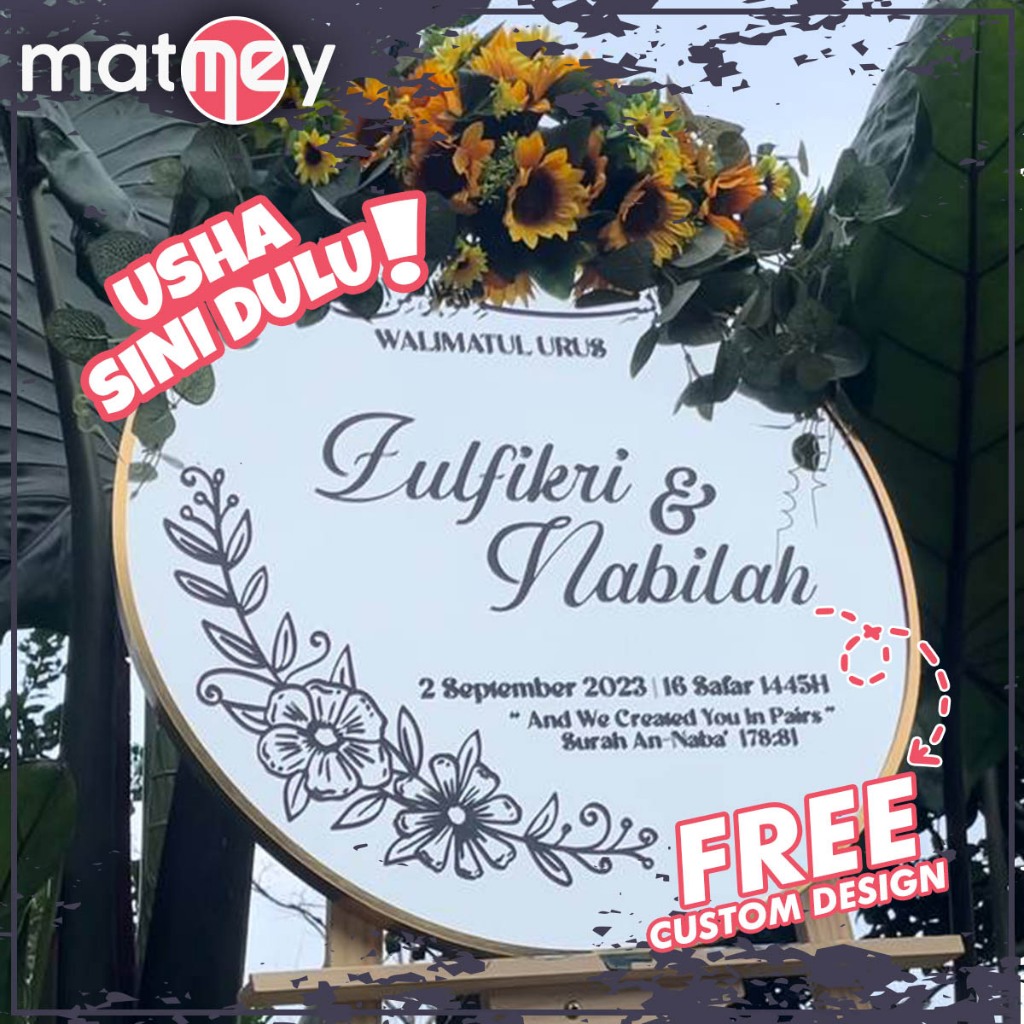 Cermin Kahwin BULAT - wedding miror / cermin bulat / mirror signage ...