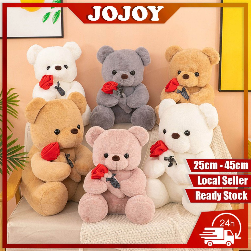 JOJOY Ready Stock Cute Rose Bear Doll Plush Valentine's Day Confession ...