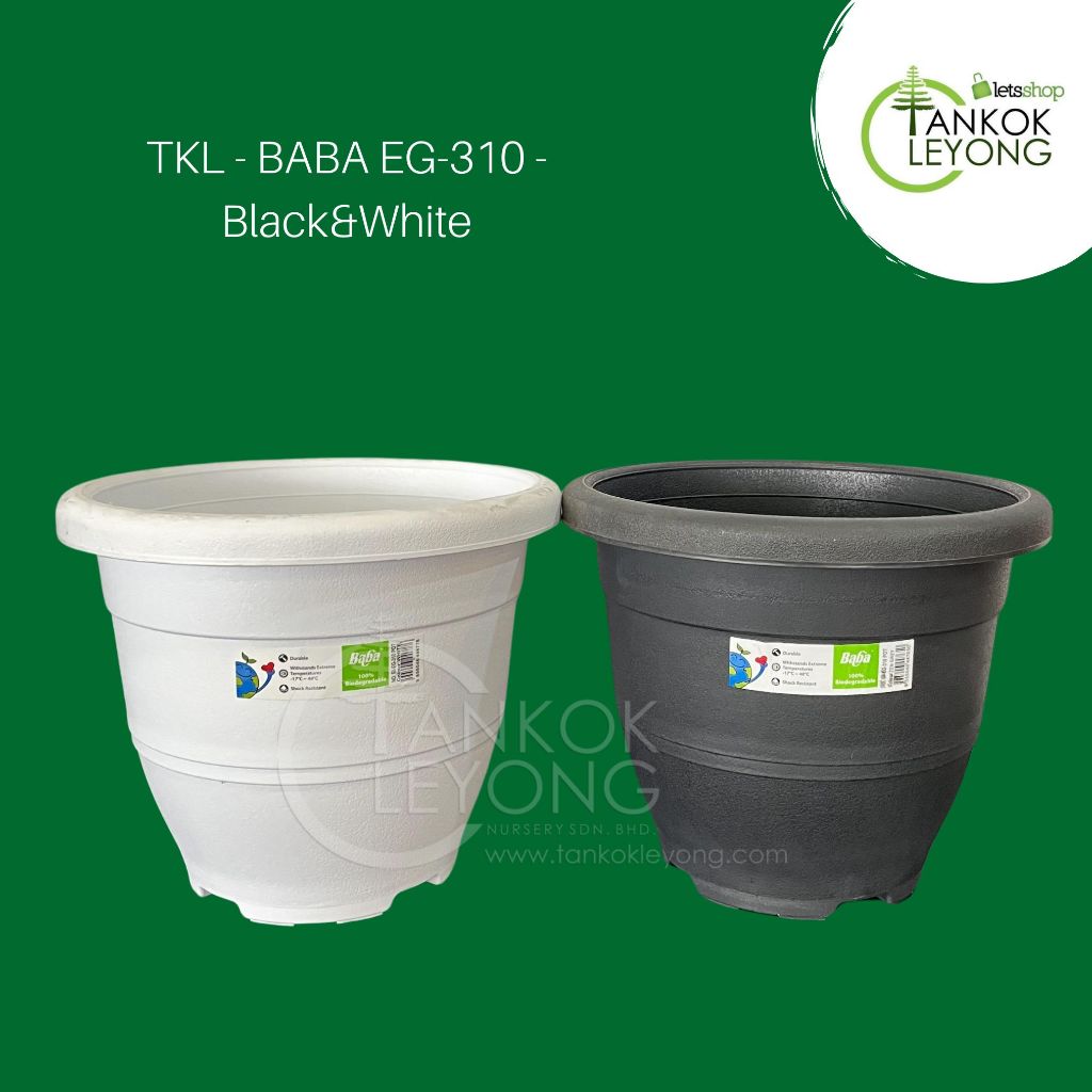 TKL - [BABA] Big Size Round High Quality Plastic Pot Black/White 大号圆形款简约塑料花盆 [黑/白] | Shopee Malaysia