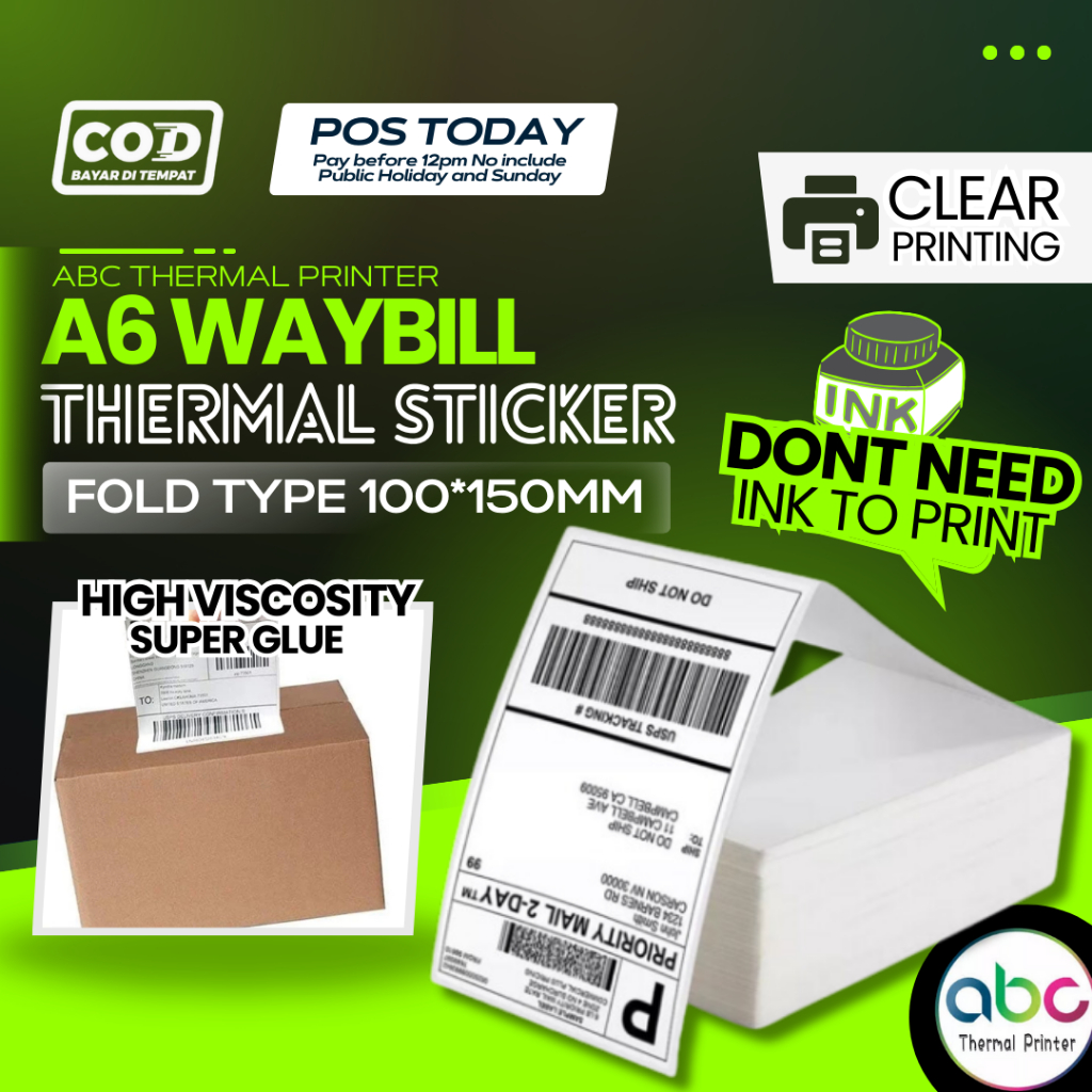 ( A6 size ) Waybill Thermal Sticker Paper Folding Paper 100*150mm ...