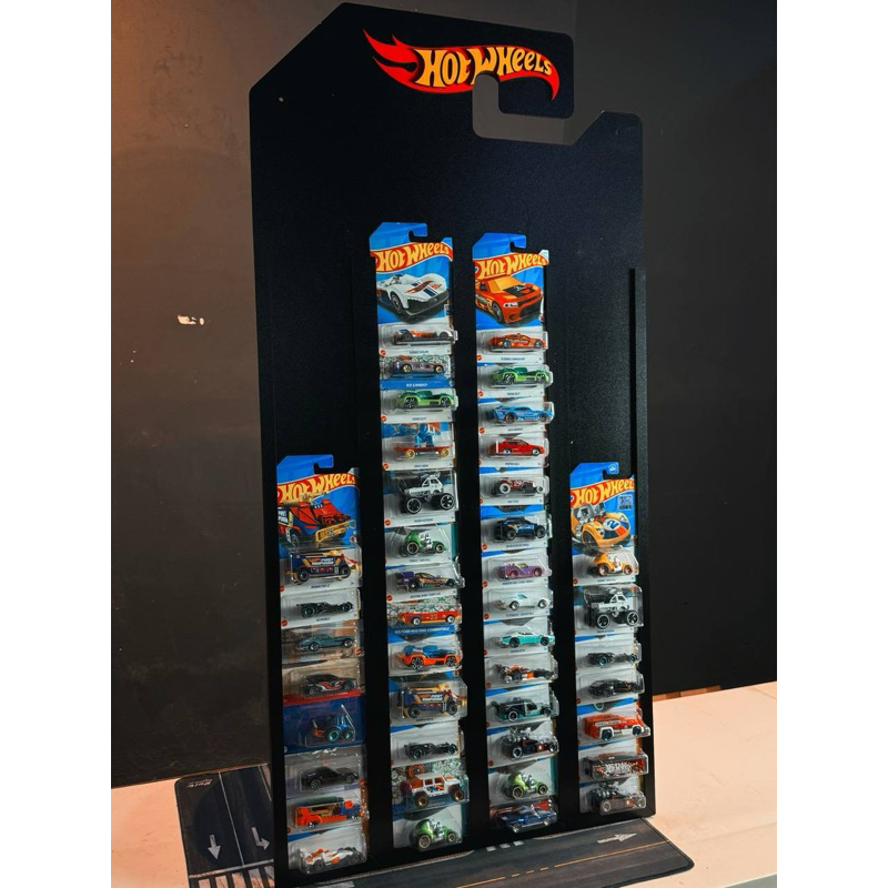 BLACK HOT WHEELS DISPLAY RACK CARD 4 SLOT(CAN FIT UP TO 60 PCS) 3D LOGO ...
