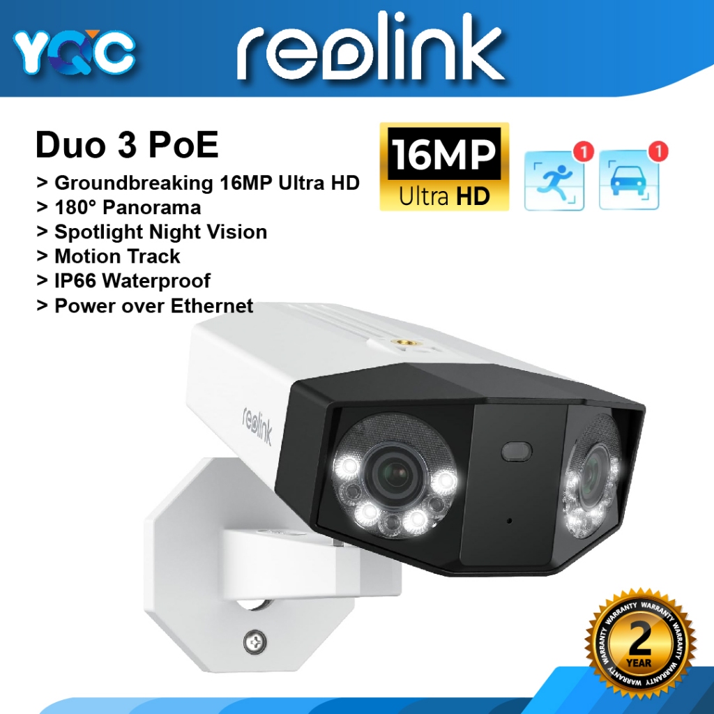 REOLINK Duo 3 PoE | 16MP UHD PoE Security Camera | 180° Panoramic View ...
