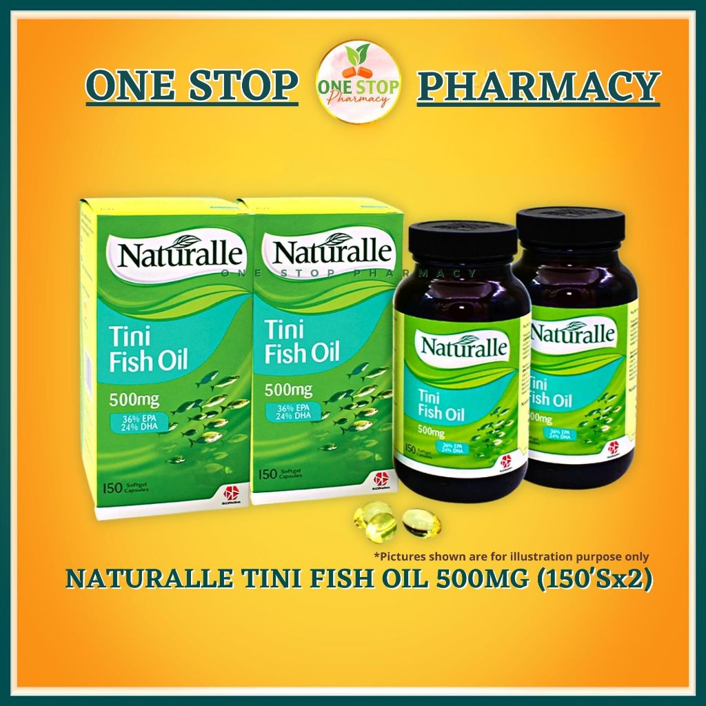 NATURALLE TINI FISH OIL 500MG (150'S/150's x 2Softgel)Omega 3/EPA/DHA ...