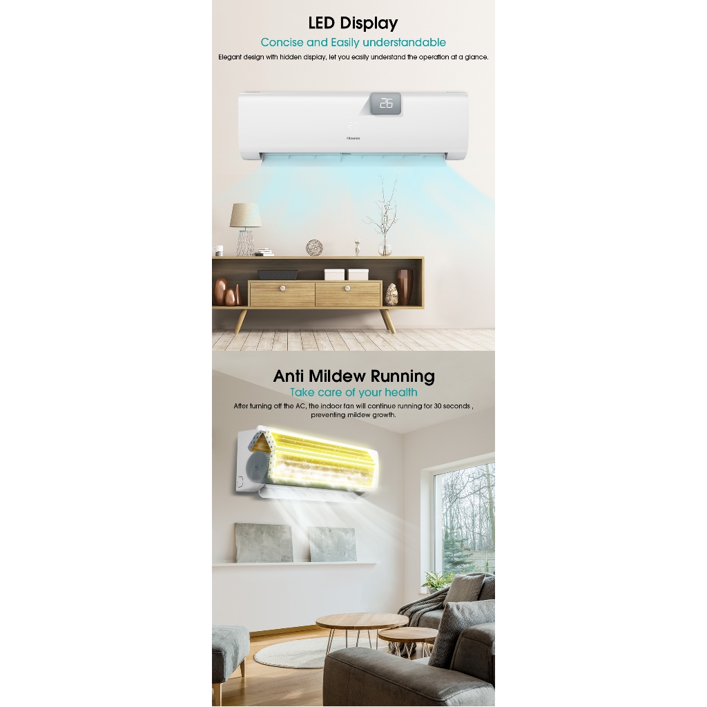 🛠️Hisense Aircond 1HP/1.5HP/2HP/2.5HP Inverter R32 Air Conditioner ...