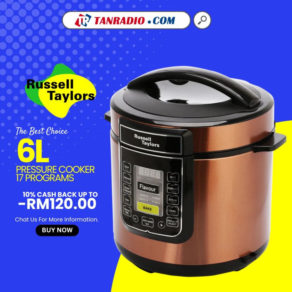 RUSSELL TAYLORS PRESSURE COOKER 6L, 17 PROGRAMS | Shopee Malaysia