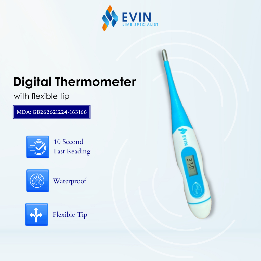 Evin Digital Thermometer with Flexible Tip | For Oral, Axillary ...