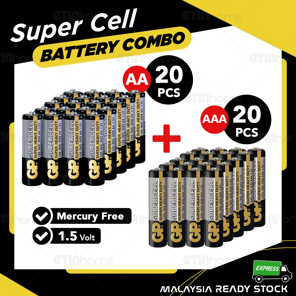 BATTERY AA / AAA Batteries Bateri AA / AAA Carbon Zinc Supercell Heavy Duty Greencell | Shopee ...