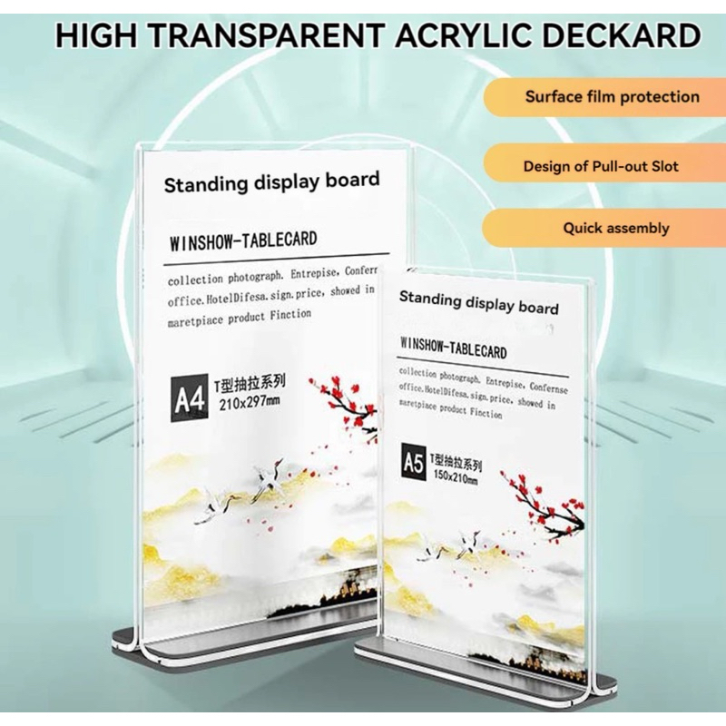 A4 / A5 Size Arcylic T-Shape Table Stand/Card Holder Display Stand👍👍 ...