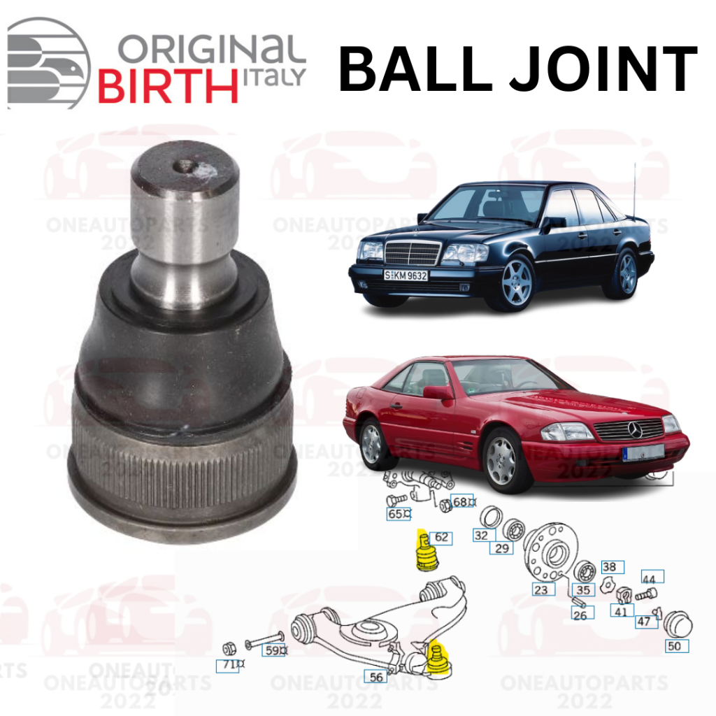 ORIGINAL BIRTH ITALY FRONT LOWER ARM BALL JOINT MERCEDES BENZ W124 SL ...