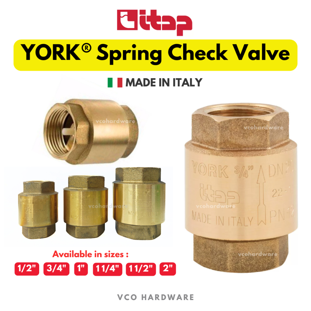Itap YORK Brass Heavy Duty Spring Check Valve/Non Return Valve/One Way Valve/1/2" 3/4" 1" 1 1/4 ...