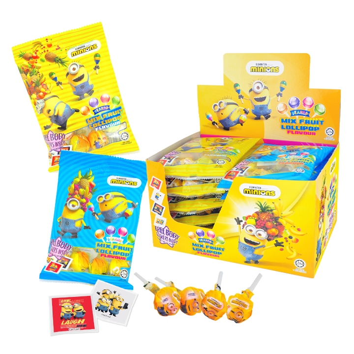 12 Pcs Licensed Minion Mix Fruit Flavour Lollipop with FREE Stickers HALAL (LOCAL READY STOCKS ...