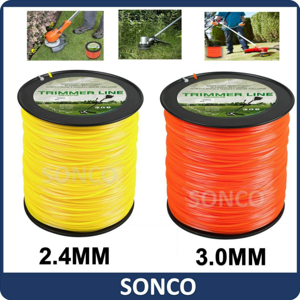 SONCO BRUSH CUTTER NYLON TRIMMER LINE /2.4mm 3.0mm GRASS TRIMMER LINE / TALI MESIN RUMPUT Grass ...