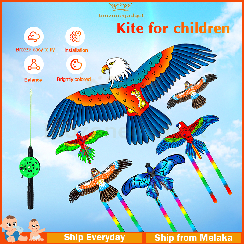 35cm/50cm Children Kids Flying Kite Toy layang layang pancing Cartoon ...
