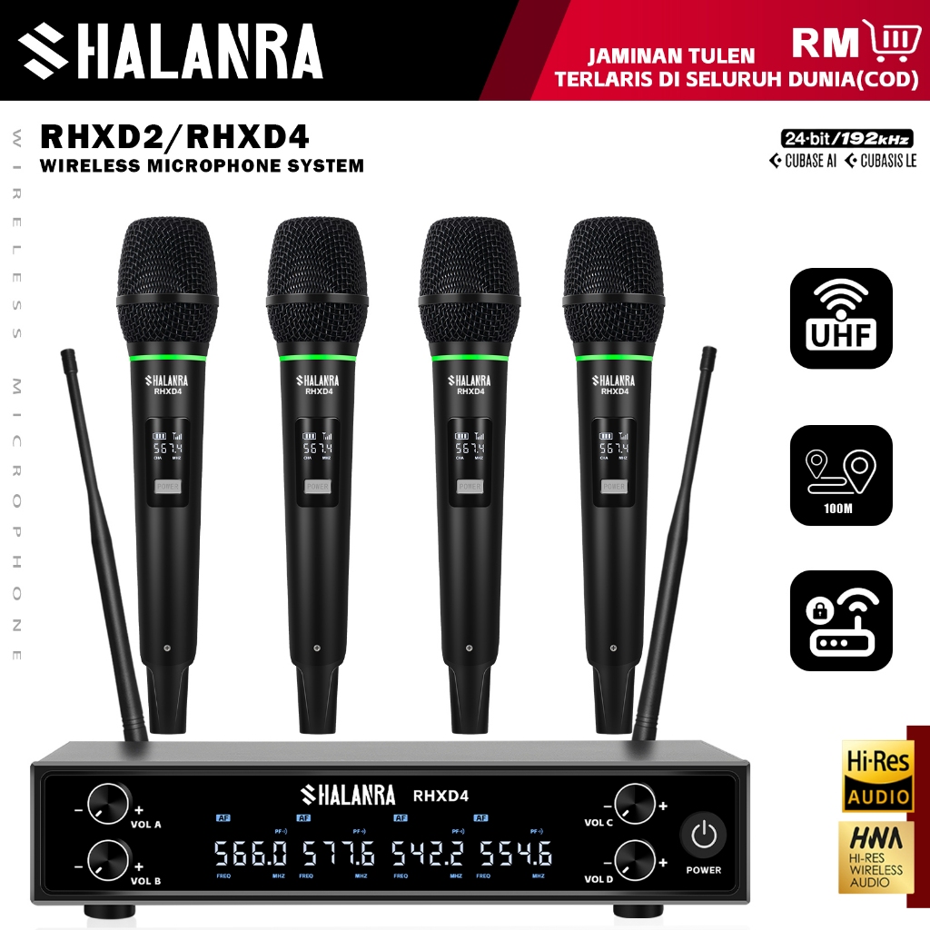 Wireless microphone 2/4 channel metal microphone infrared FM dynamic ...