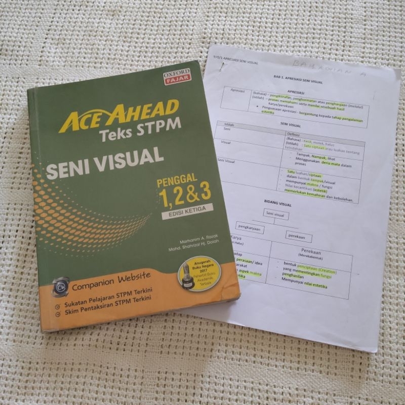 ACE AHEAD Teks STPM Seni Visual Penggal 1,2&3 Secondhand free nota ...