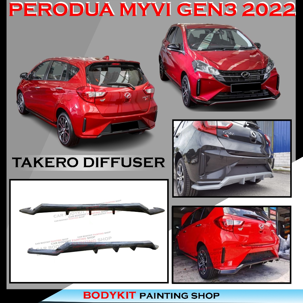 PERODUA MYVI 2020-2022 FACELIFT TAKERO STYLE REAR DIFFUSER REAR BUMPER ...