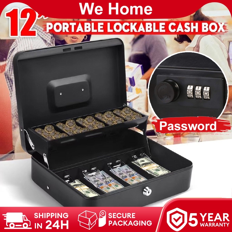 Cash Box Portable Money Safety Box With Lock Black Cash Box Murah ...