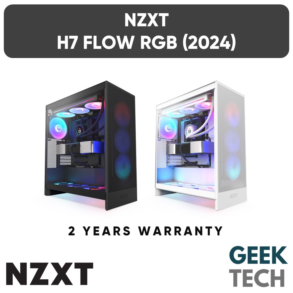 NZXT H7 Flow RGB (2024) Mid-Tower ATX Airflow Case PC Casing with RGB ...