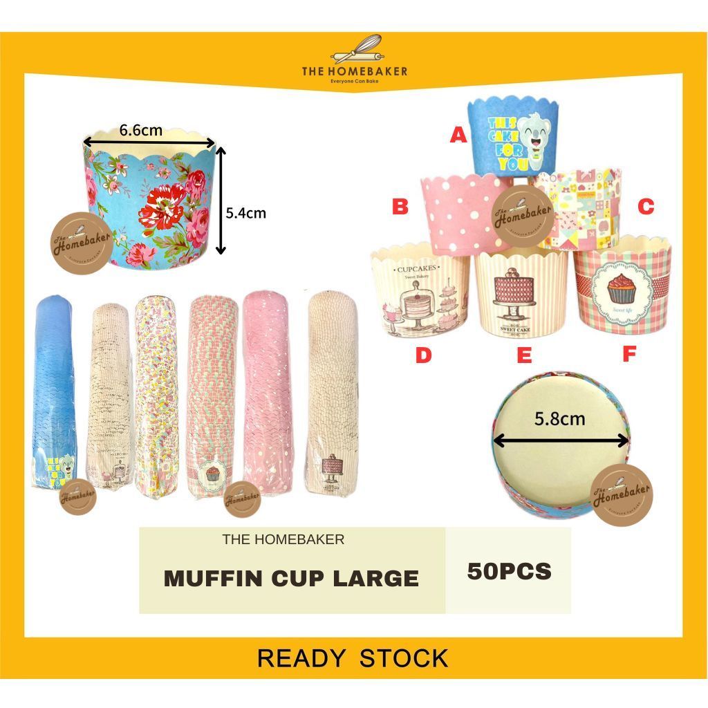 50PCS Large Muffin Paper Cup / Big Cupcake Wrapper Baking / Kertas Kek ...