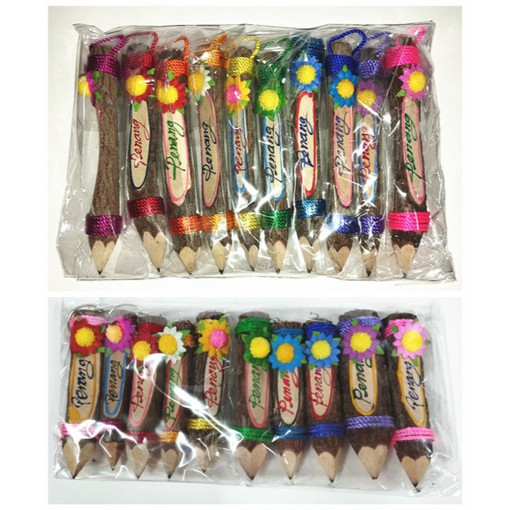 10 pcs Penang handmade wooden pencil keychain | Shopee Malaysia