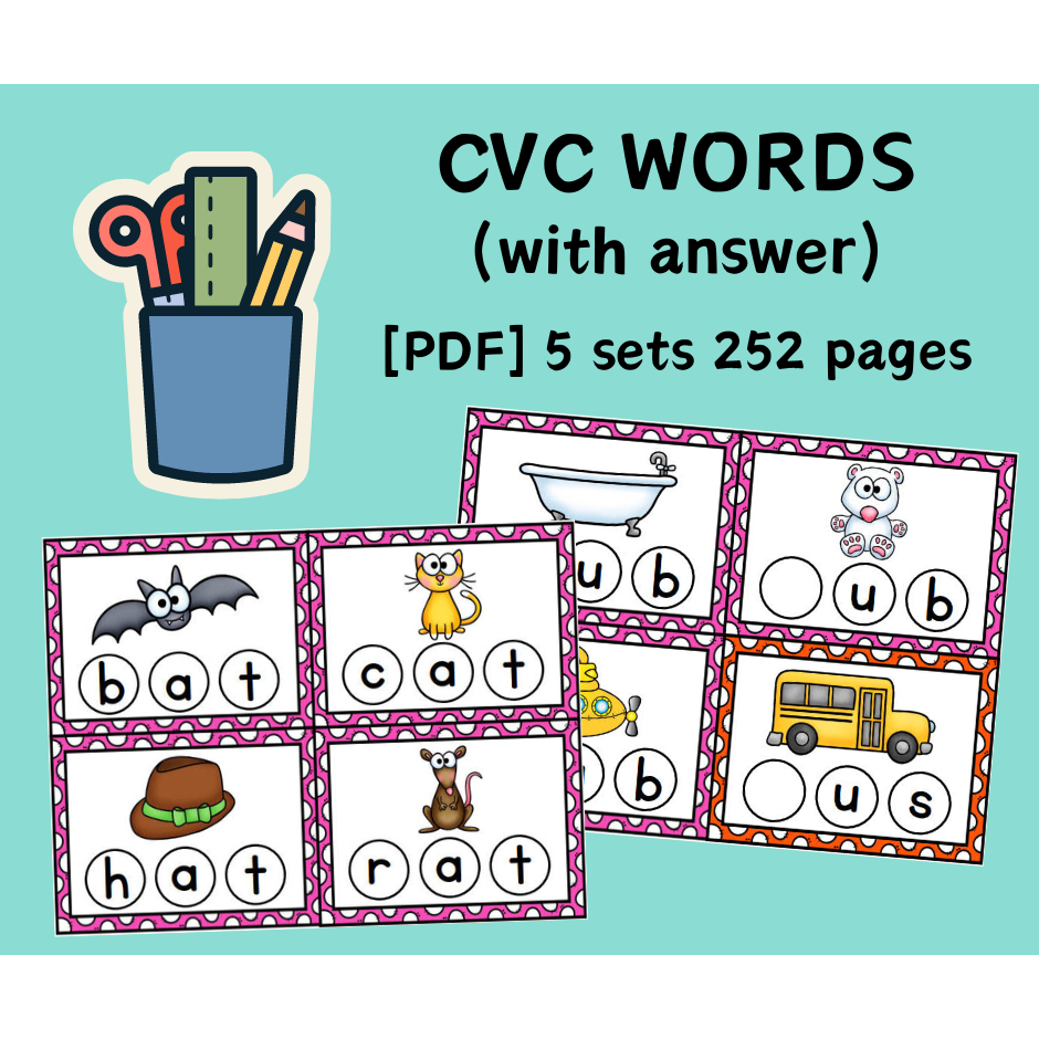 A584 – [PDF] CVC Words (with answer) 5 sets 252 pages - preschool ...