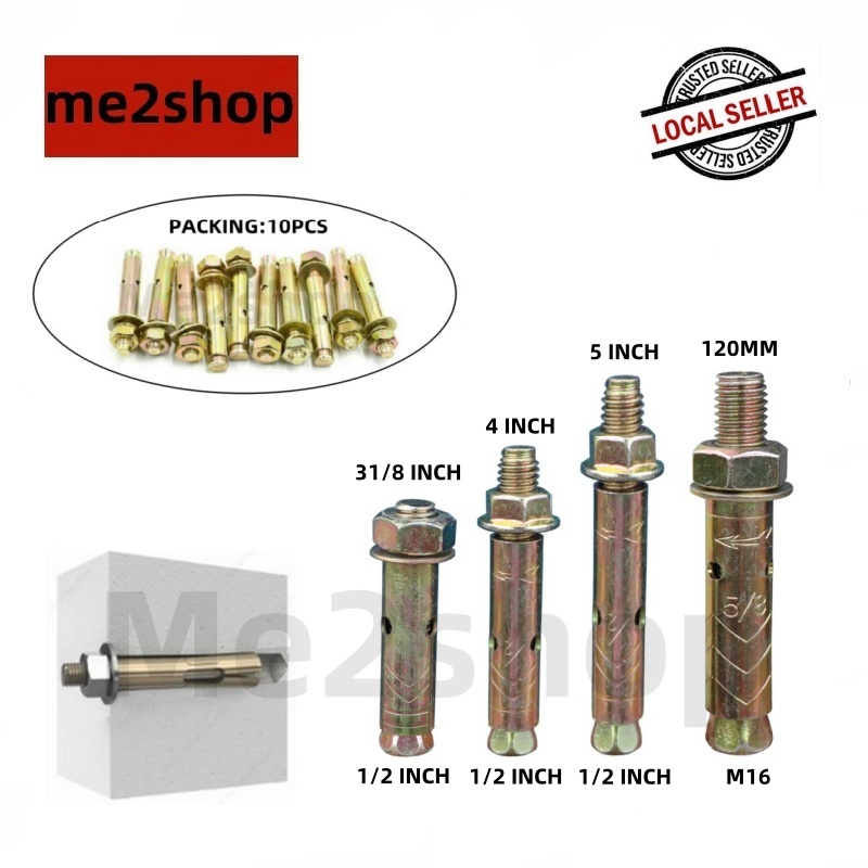 (10PCS) SLEEVE ANCHOR /METAL WALL PLUG /BESI SKRU DINDING (1/2 INCH OR ...