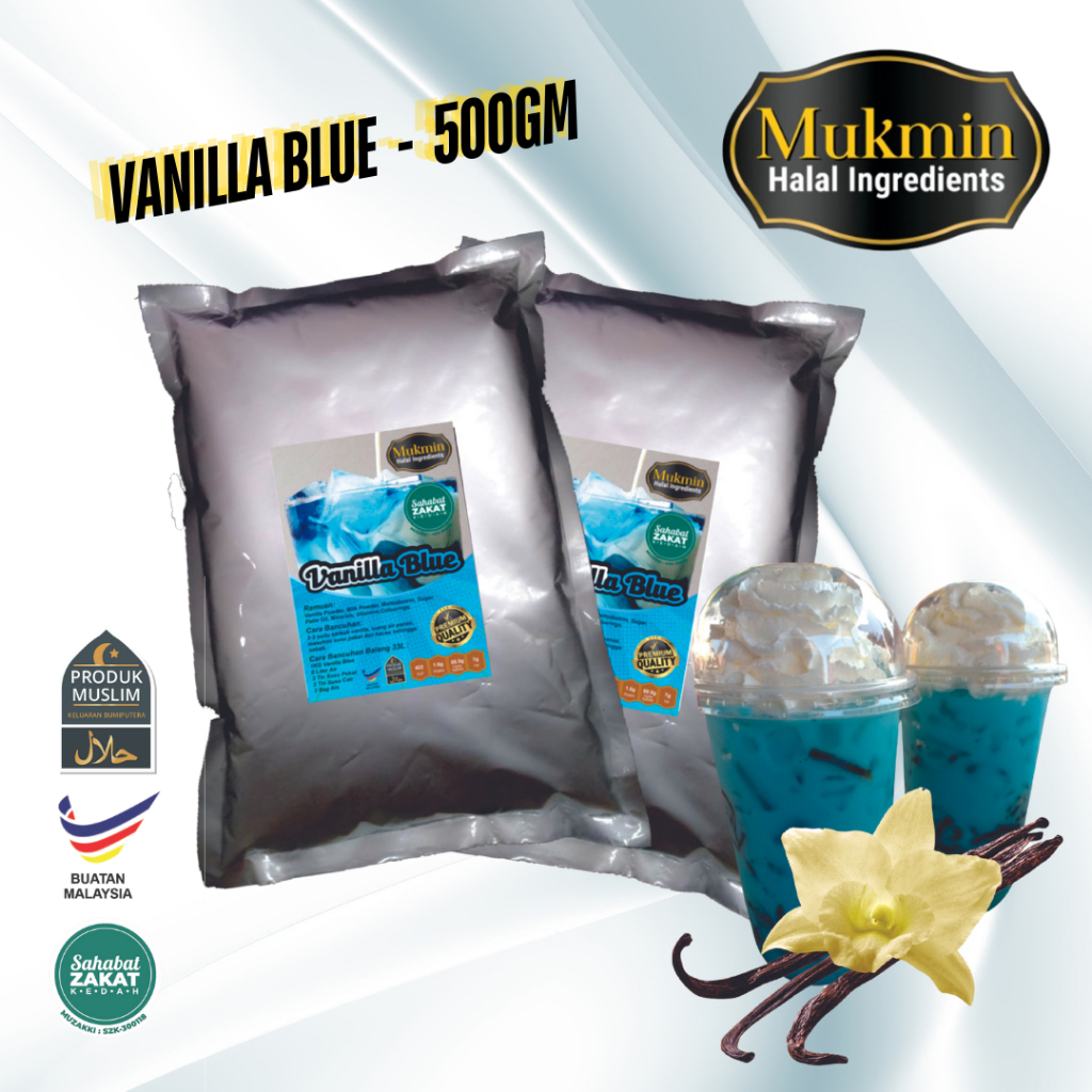 Mukmin Rich Serbuk Minuman Vanilla Blue 500g – Powder Drink Mix Halal ...