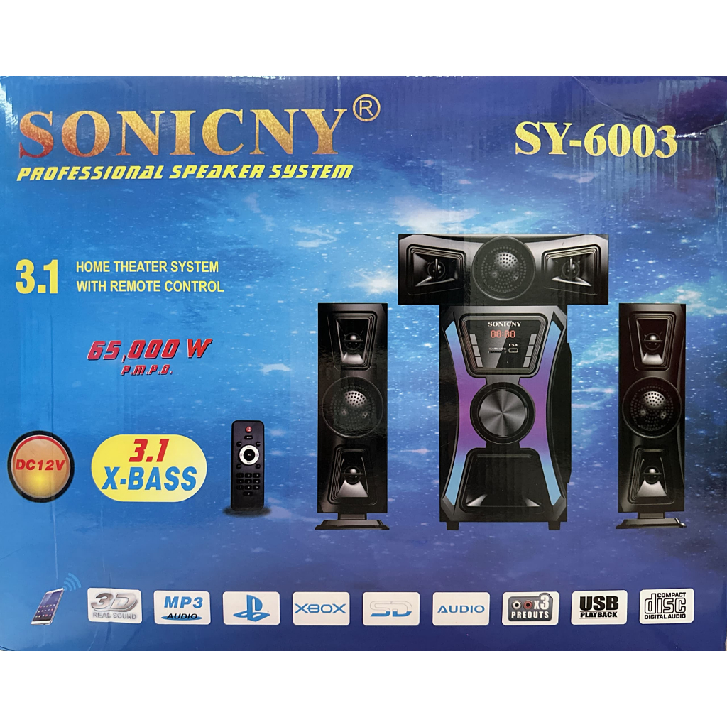 NEW STOCK SONICNY WOOFER 3.1 HOME THEATER SPEAKER SYSTEM X-BASS ...