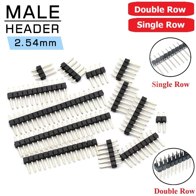 Straight Pin Header [MALE] Single / Double Row 2p/3p/4p/10p/40p - 2.54mm Pitch | Shopee Malaysia