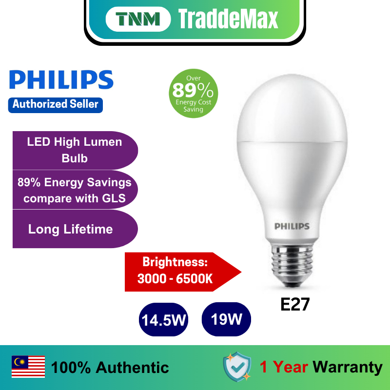 PHILIPS LED Bulb High Lumen ( 14.5W / 19W 3000K/6500K ) [Ready Stock ...