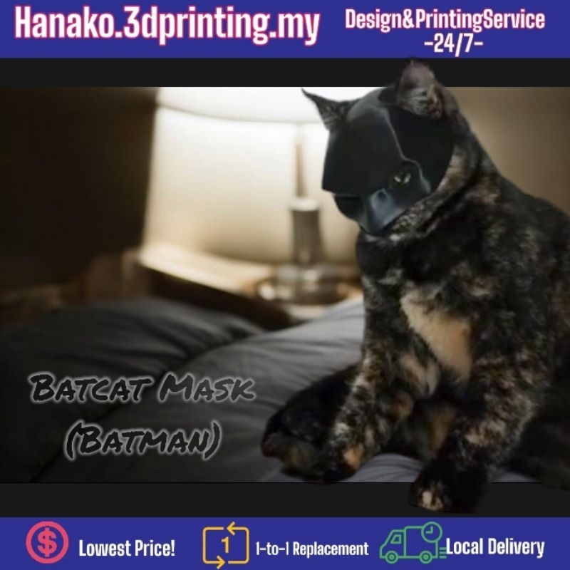[3dprint] Batman Helmet Mask For Cat (Batcat) Home Living Party ...