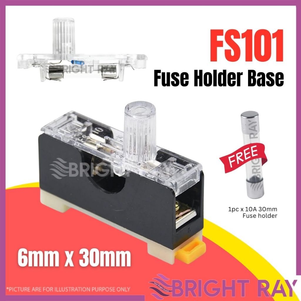 1PC FS-101 6mm x 30mm Fuse Holder Base with Fuse Single Pole 10A AC250V ...