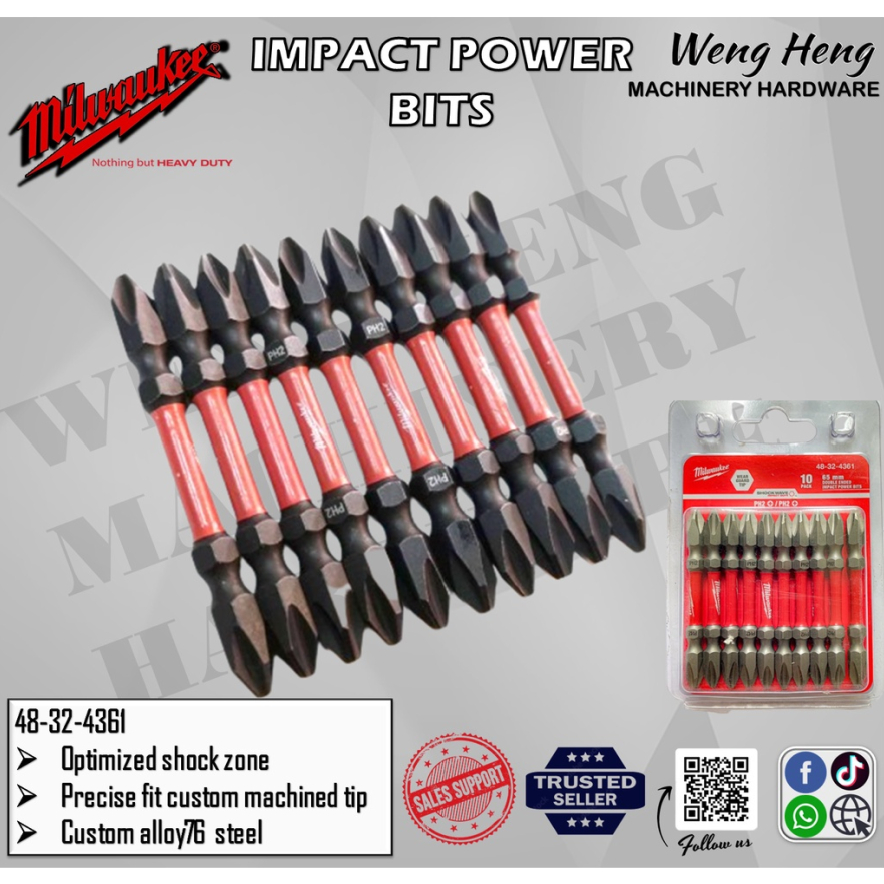 Milwaukee 65mm SHOCKWAVE Double Ended Impact Power Bits PH2 - Model 48-32-4361 | Shopee Malaysia