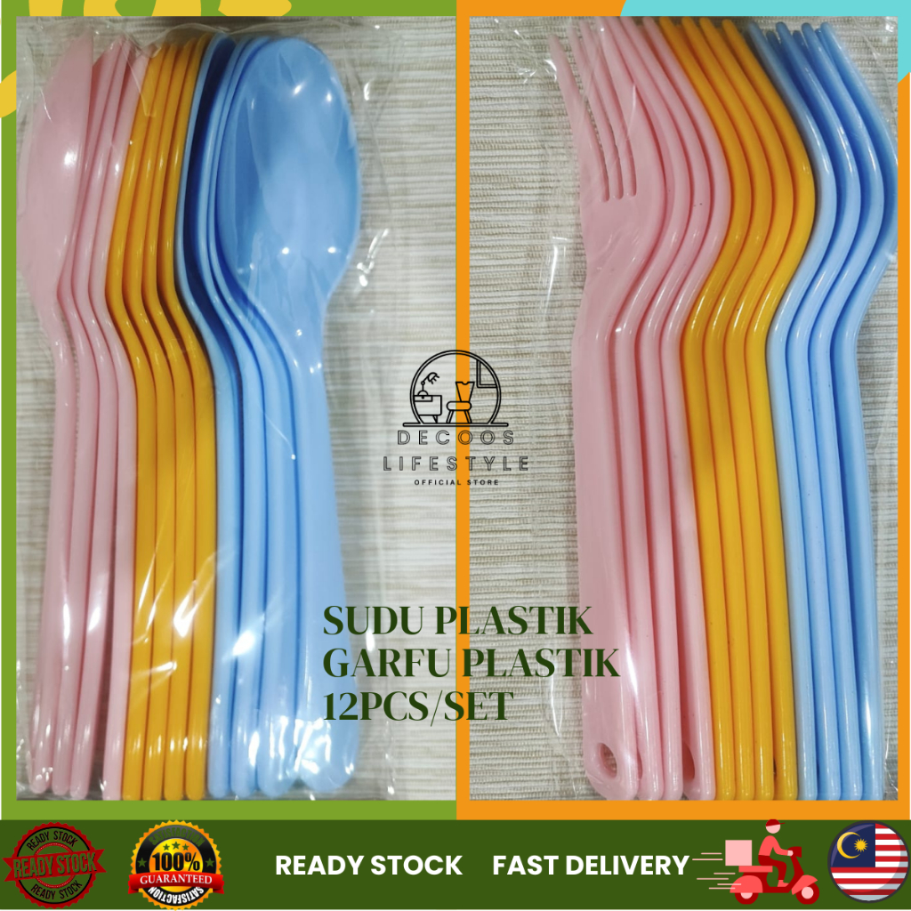 Sudu Plastik Garfu Plastik Tebal Spoon Fork Thick Plastic Long 12pcs ...
