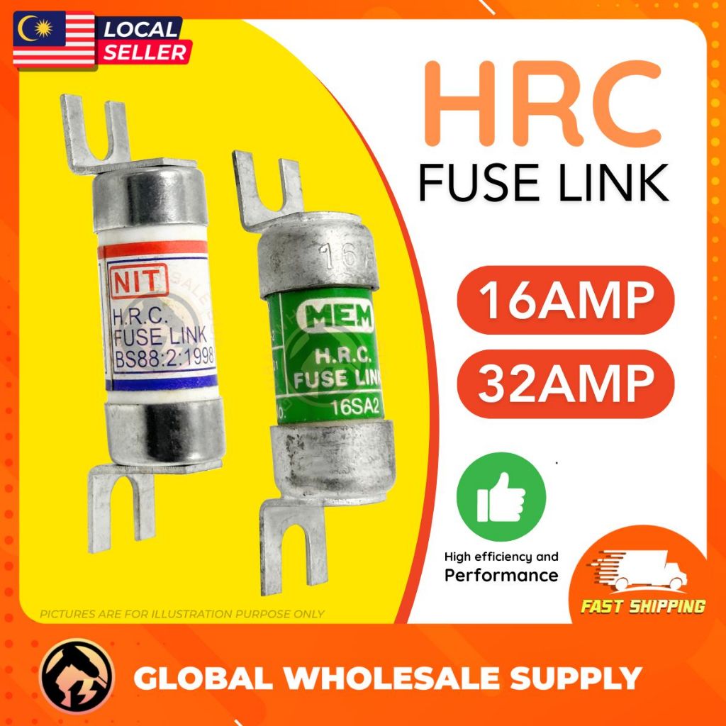 16/32 A SA2 HRC FUSE LINK Breaking Capacity 80kA at 500V Cut Out Fuse ...