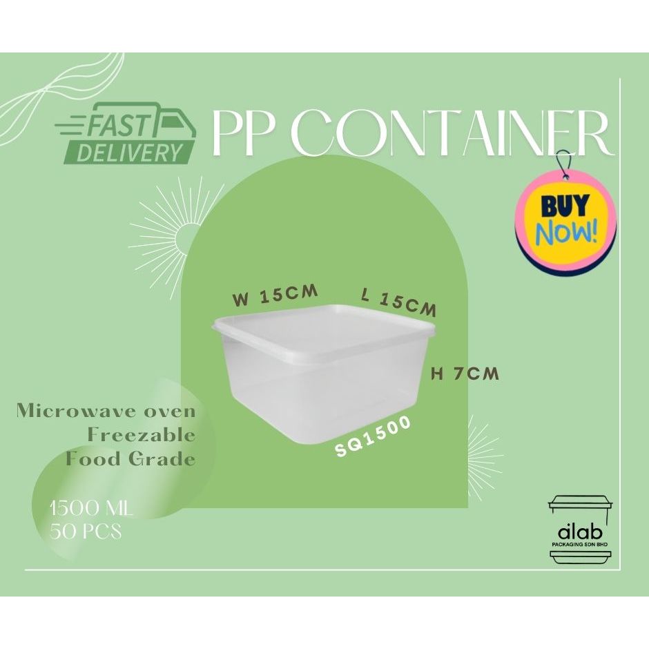 SQ1500 Food Container/Plastic Container/Bekas Plastik Makanan/PP ...