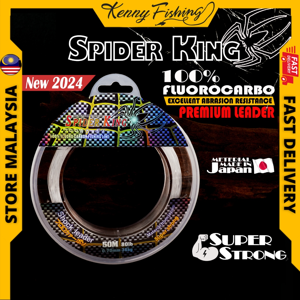 Spider King 💯% Fluorocarbon Fishing Leader , Perambut Pancing Tali ...