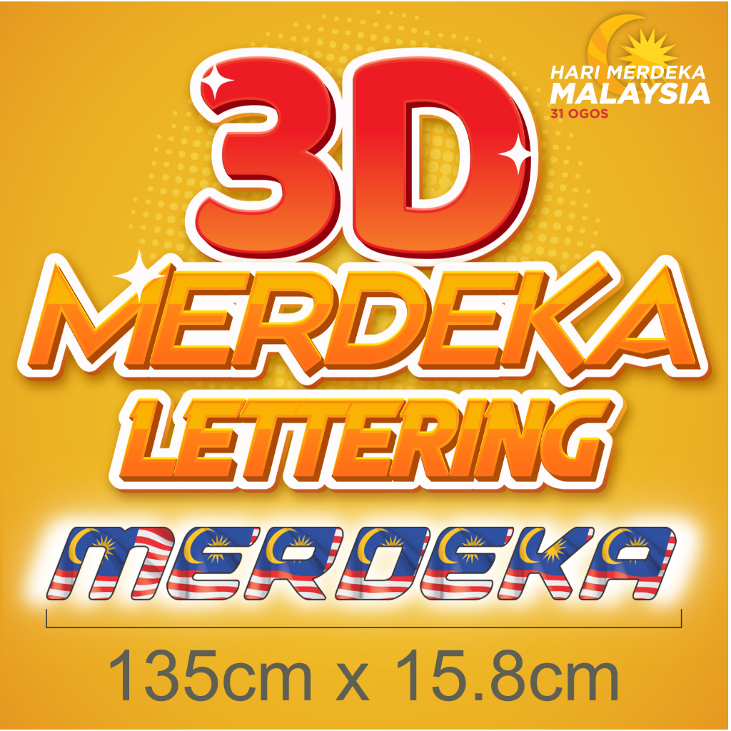 3D Wording MERDEKA Cut Out Lettering Wall Decoration Hiasan Kemerdekaan ...