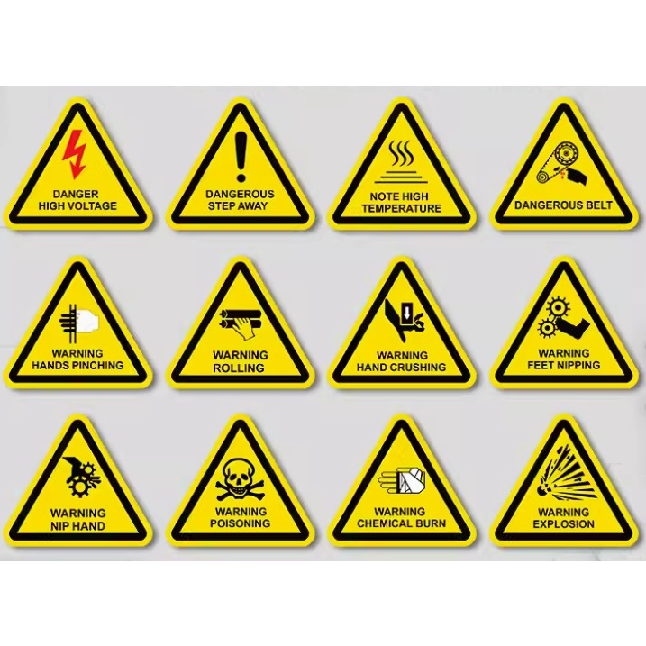 Hazardous Yellow Sticker PVC Board Warn Signage Triangle Safety ...
