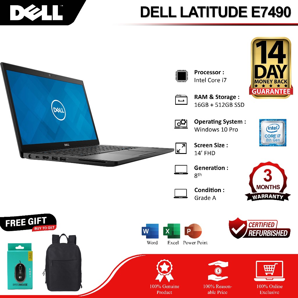 Dell Latitude E7490 Touch Screen Business Laptop Intel Core i7-8th Gen ...