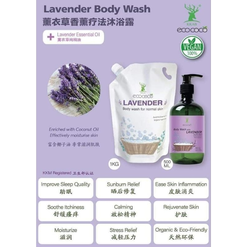 Eco Coco Eucalyptus l Lavender l Bergamot Hair & body Wash 500ml ...
