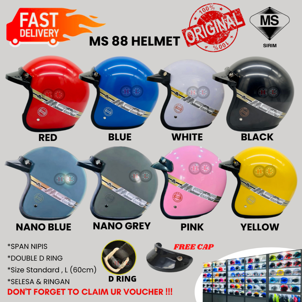 HELMET MS 88 ORIGINAL - Topi Keledar MS88 Sirim 3 Button Helmet motor ...