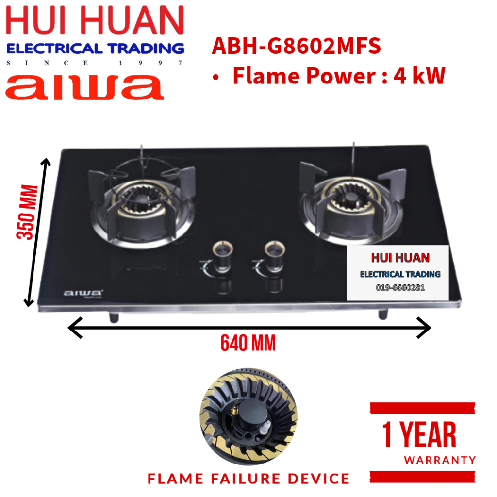 AIWA 2 BURNER MULTI FLEXIBLE BUILT-IN HOB GAS STOVE GAS COOKER ABH ...