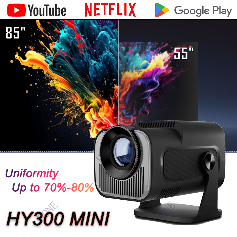 HY320 MINI 4K Projector 300 ANSI 12000 Lumens Android 11 Dual band WIFI6 MINI Projector for ...