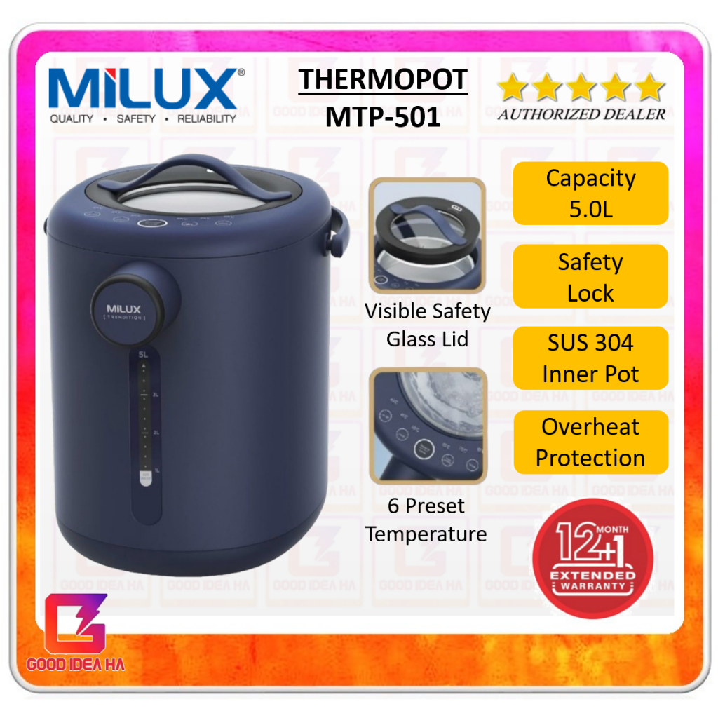 Milux 5L Thermo Pot With 6 Preset Temperature 40°C - 85°C (MTP-501 ...