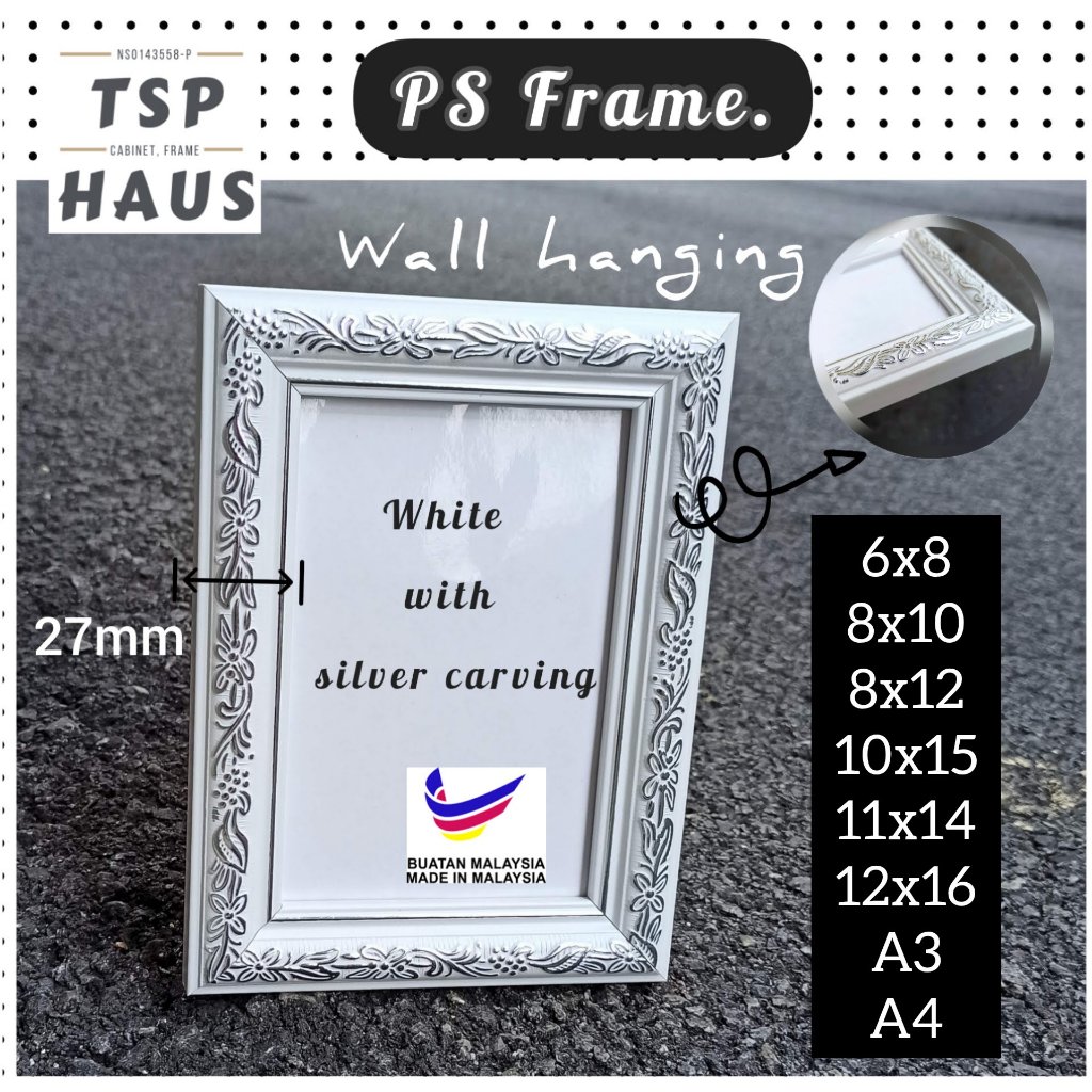 6R/8R/10R/11R/12R/A3/A4 White PS Photo Frame Wall Hanging Bingkai Gambar Putih Gantung Dinding ...