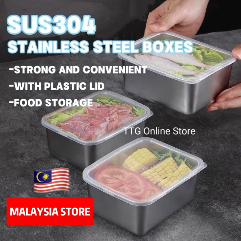 304 Stainless Steel Fresh-Keeping Storage Box with Lid Seal Freezer ...