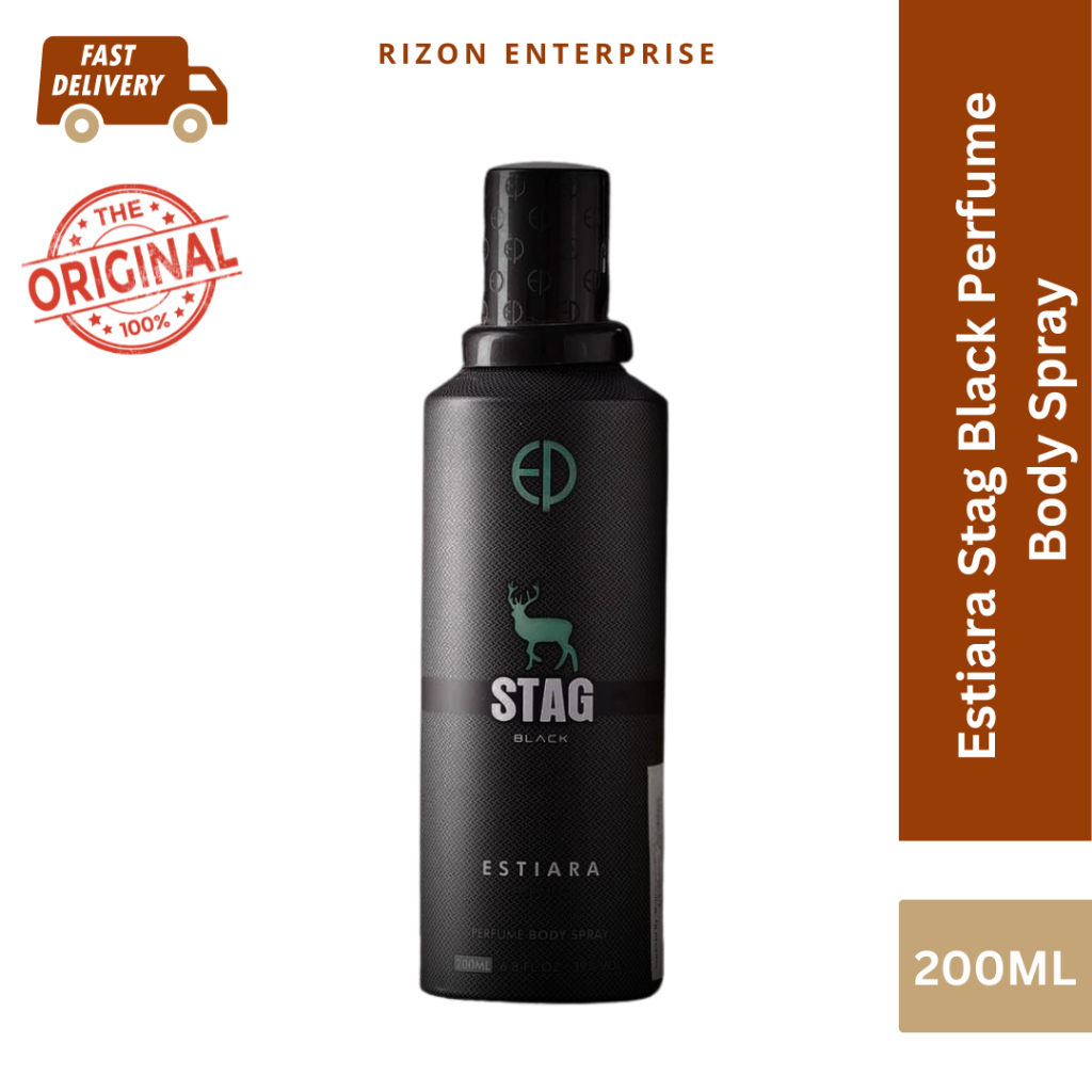 [Original] Estiara Stag Black Body Spray For Men 200ML | Shopee Malaysia