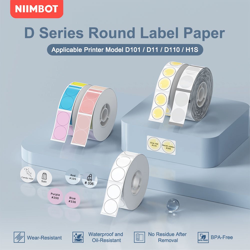 NIIMBOT D11/D110/D101 Round Sticker Thermal Circular Paper 12-15Mm ...