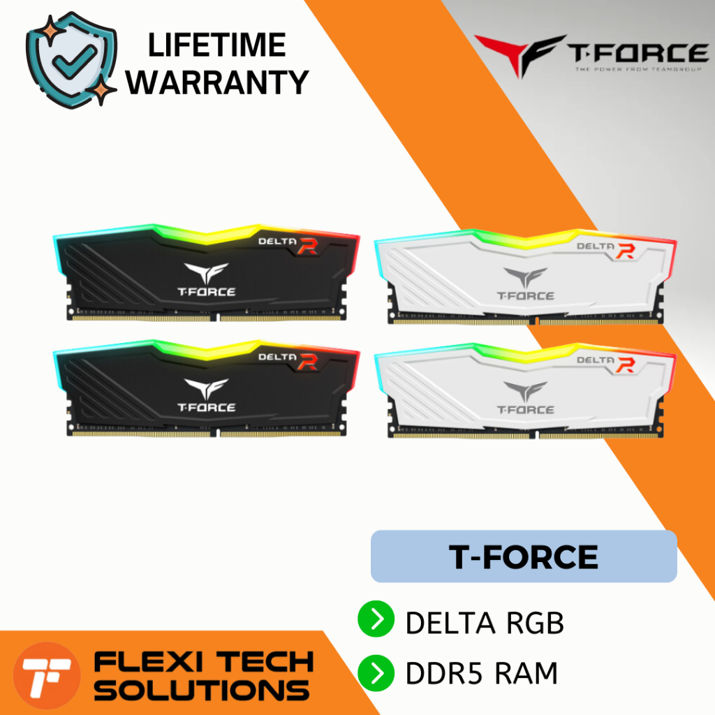 Flexi Tech T-FORCE DELTA RGB 16GB X2 6000MHZ DDR5 RAM - BLACK & WHITE | Shopee Malaysia